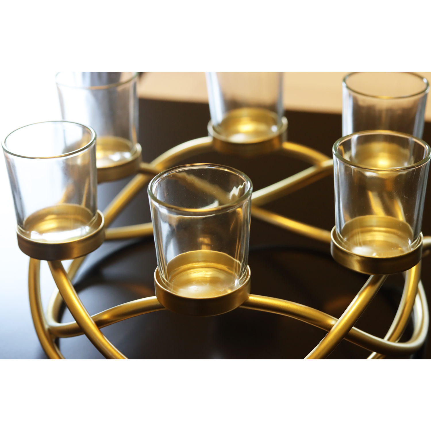 Wholesale Gold Round Candle Holder Table Centerpiece - Clear Cups - Buy ...