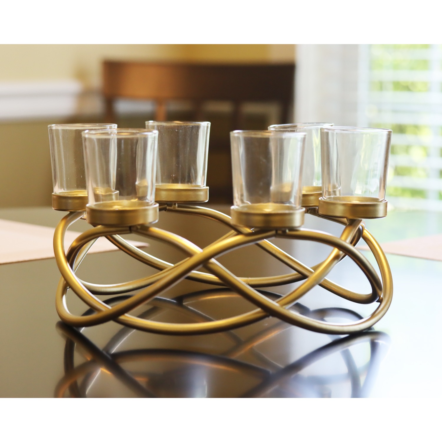 Wholesale Gold Round Candle Holder Table Centerpiece - Clear Cups - Buy ...